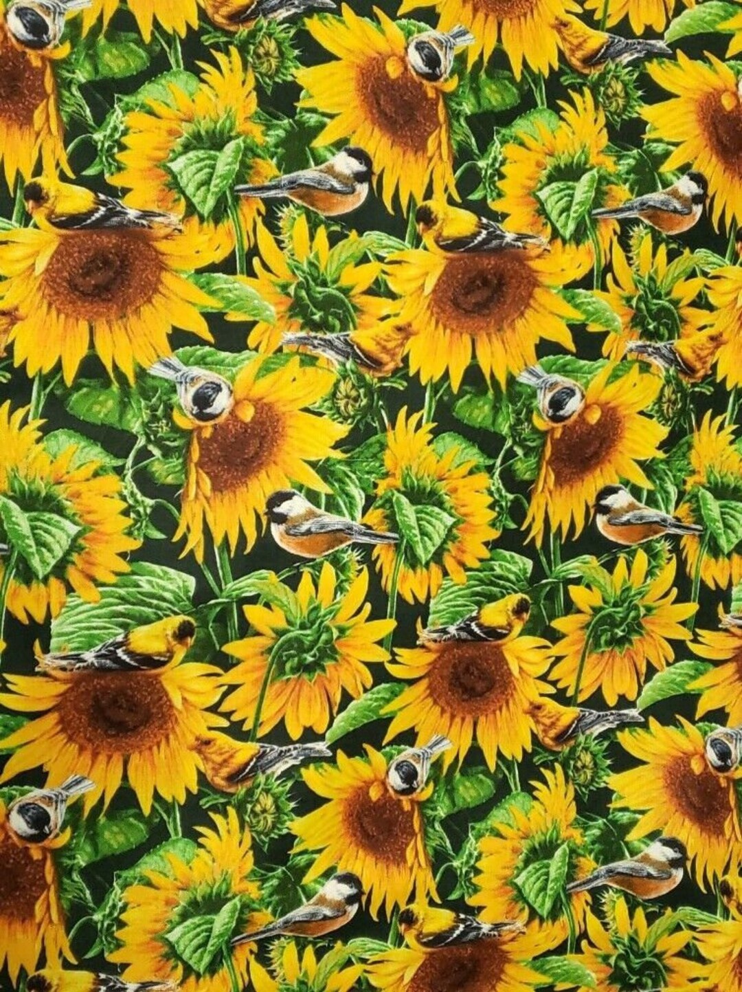 David Textiles Sunflower & Birds 100% Cotton by the Yard - Etsy