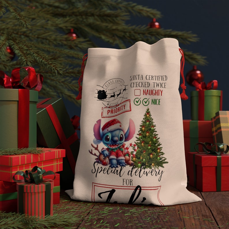 Stitch Personalized Gift Bag, Stitch Christmas Gift, Stitch Gear, Gift ...