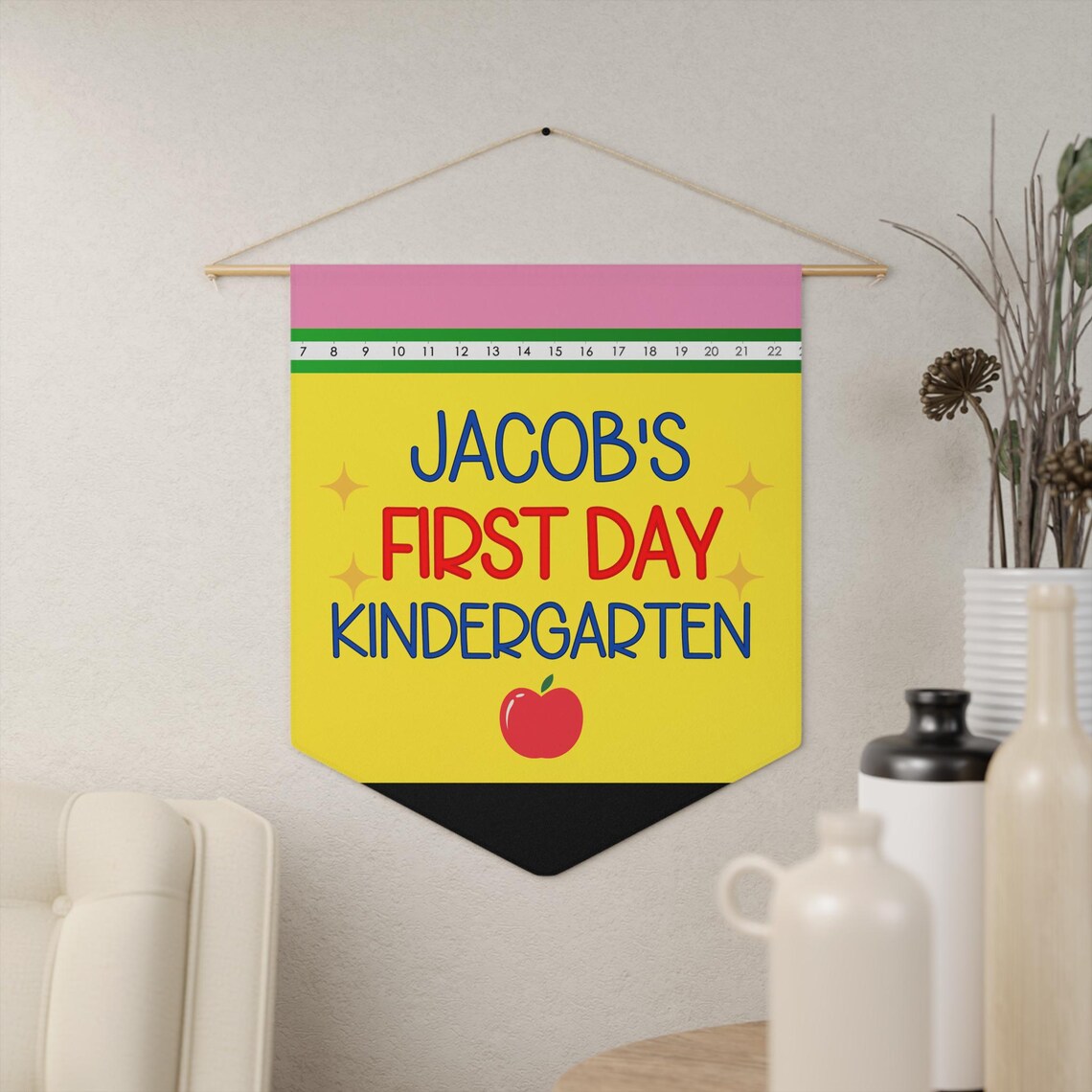 Personalized First Day of School Pencil Flag, First Day of School Sign ...