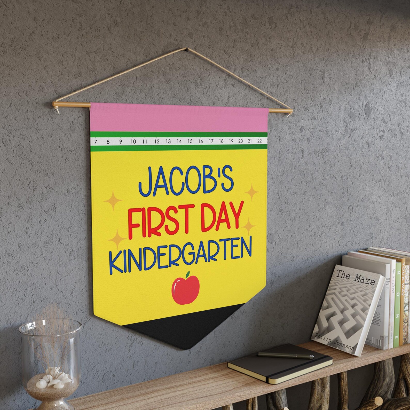 Personalized First Day of School Pencil Flag, First Day of School Sign ...