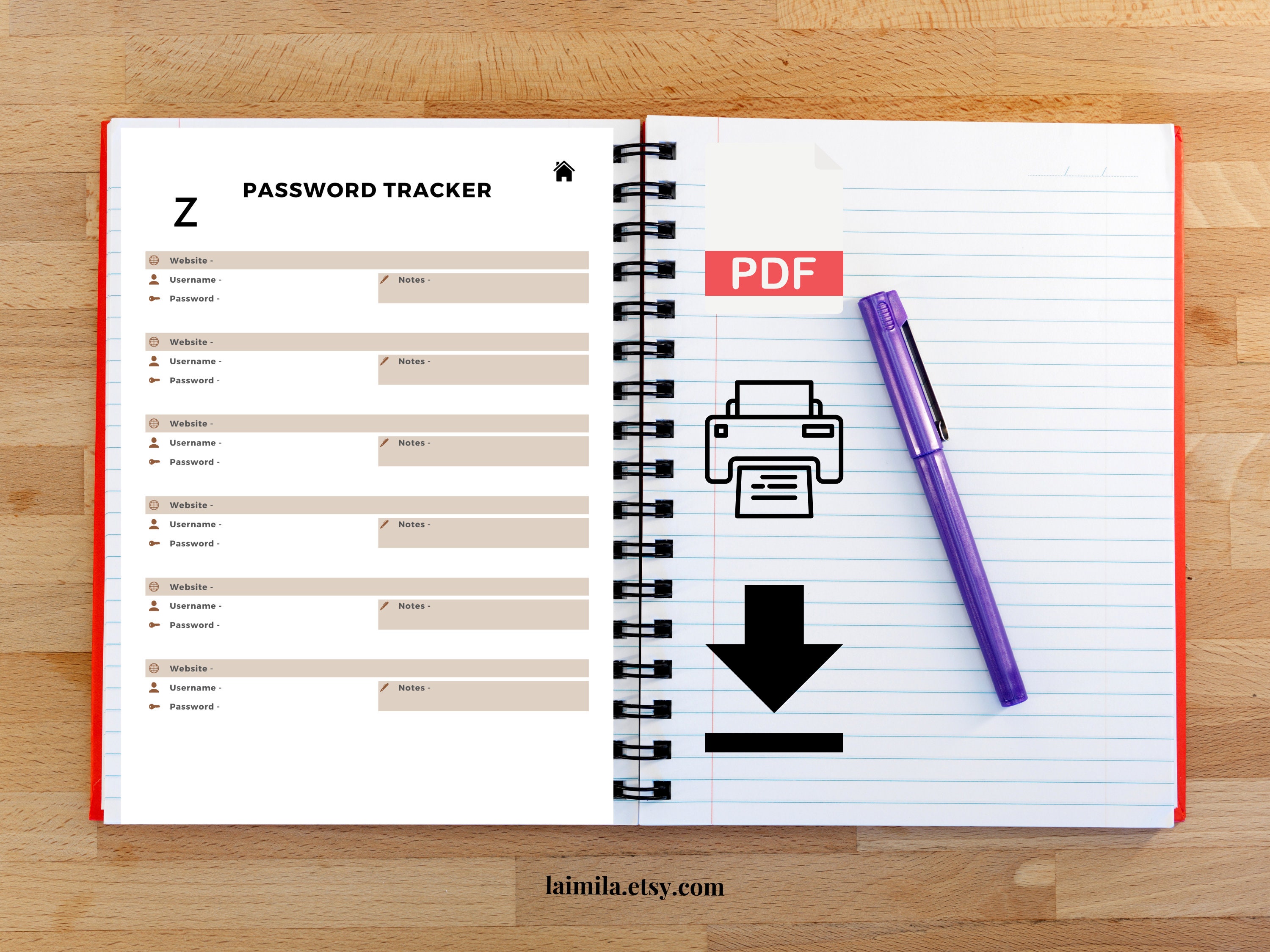 Template Password Tracker Printable Fillable, Password Keeper ...