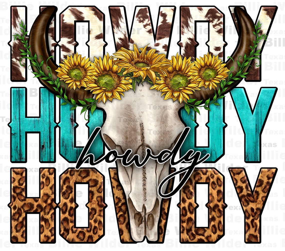Howdy Western Bull Skull Png Sublimation Design Download - Etsy
