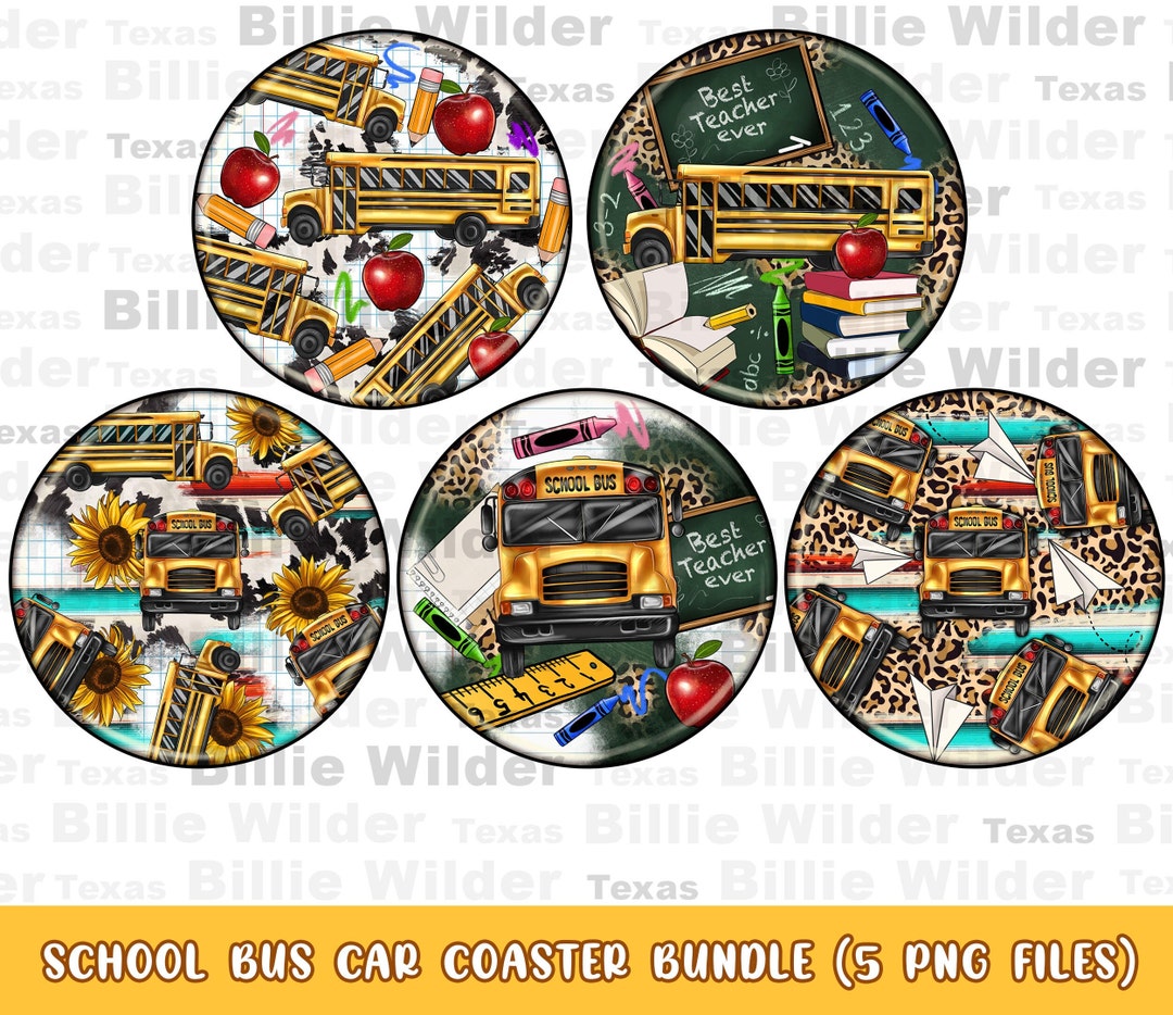 School Bus Car Coaster Png Bundle Sublimation Design Download, Back to ...