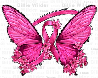 Cancer Butterfly Png Sublimation Design Download Breast - Etsy