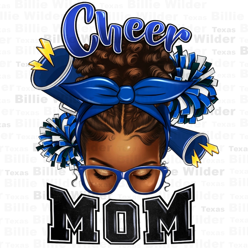 Cheer Mom Afro Messy Bun Png Sublimation Design Download, School Spirit ...