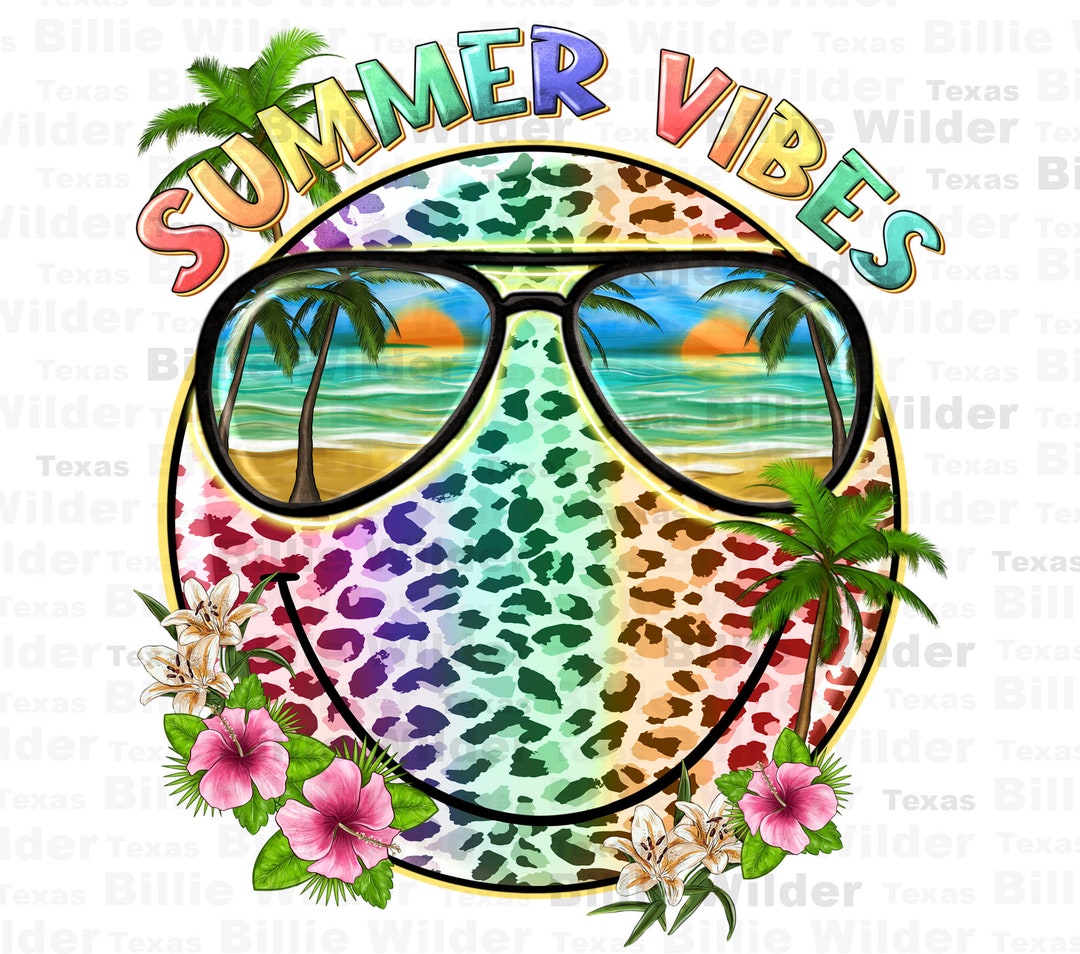 Summer Vibes With Smile Face and Leopard Png Sublimation Design ...