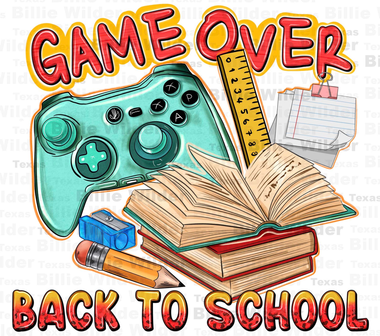 Game Over Back to School Png Sublimation Design Download, School Life ...