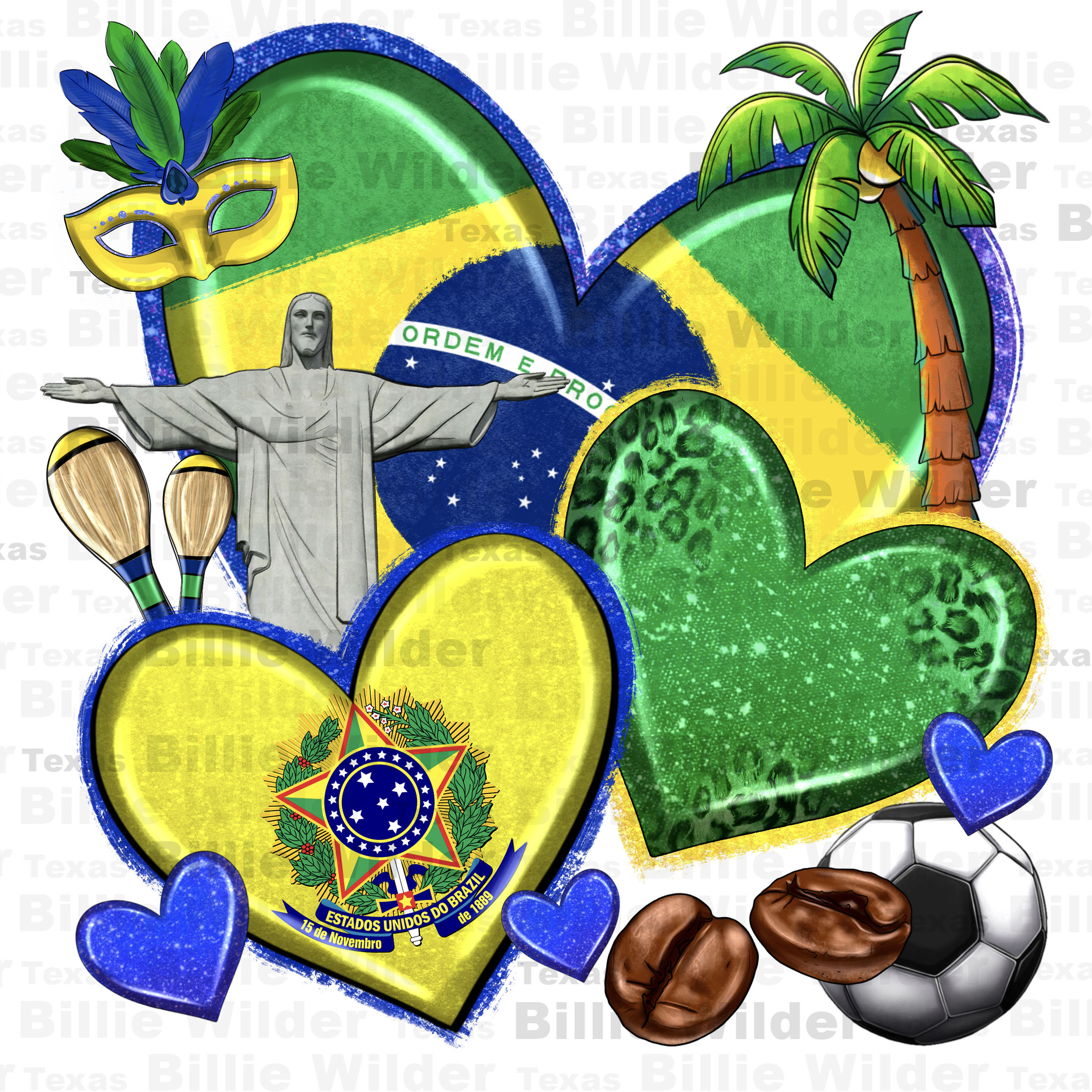 Brazil Hearts Png Sublimation Design Download, Brazil Png, Brazil Flag ...