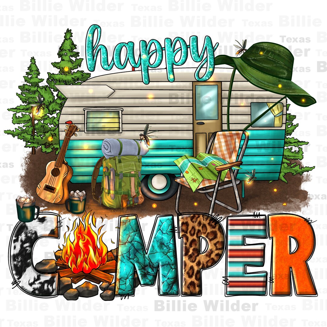 Happy Camper Png Sublimation Design Download, Camping Png, Western ...