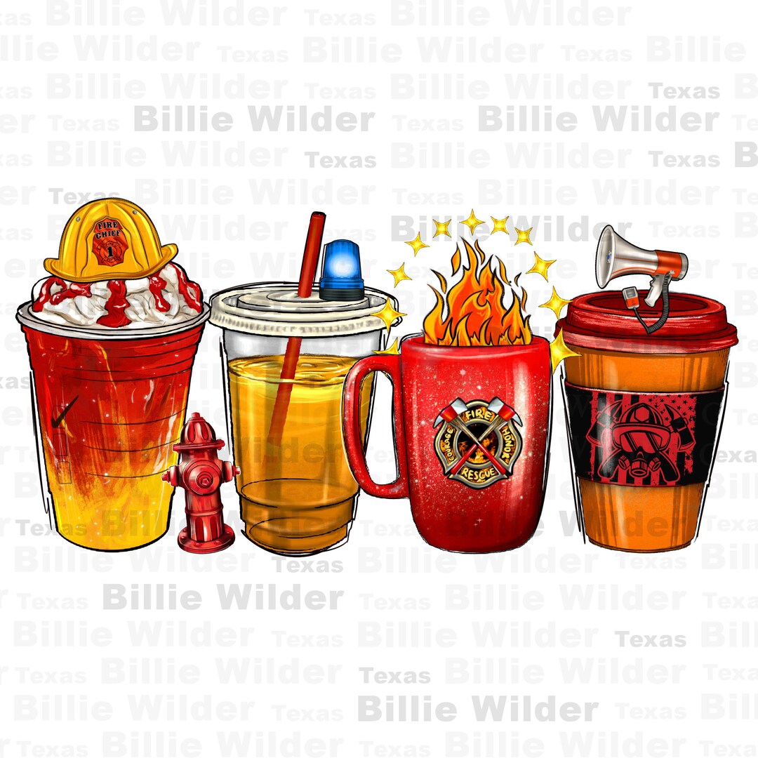 Firefighter Coffee Cups Png Sublimation Design Download, Firefighter ...