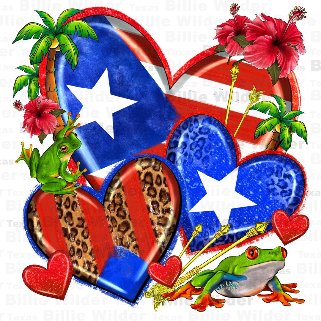 Puerto Rico Hearts Png Sublimation Design Download, Puerto Rico Png ...