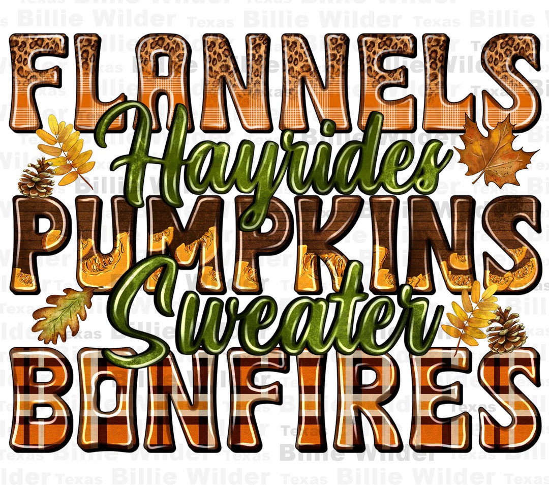 Flannels Hayrides Pumpkins Png Sublimation Design Download, Hello Fall ...