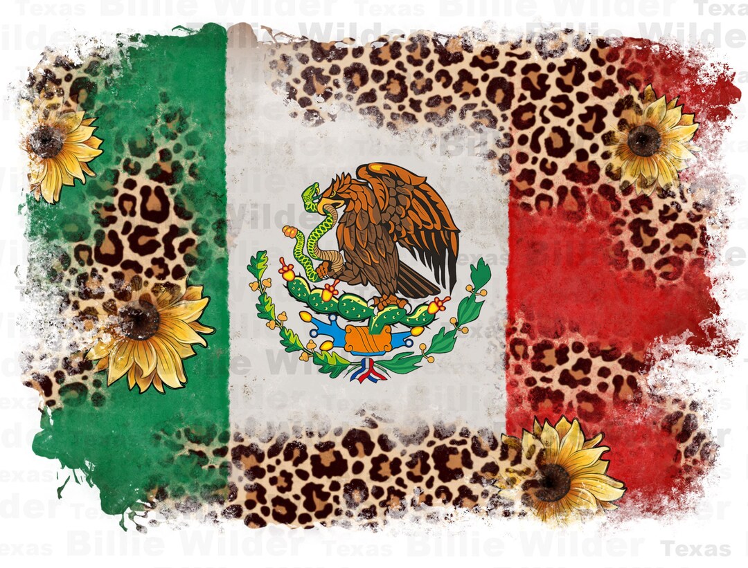 Mexican Flag With Leopard Png Sublimation Design Download, Leopard ...