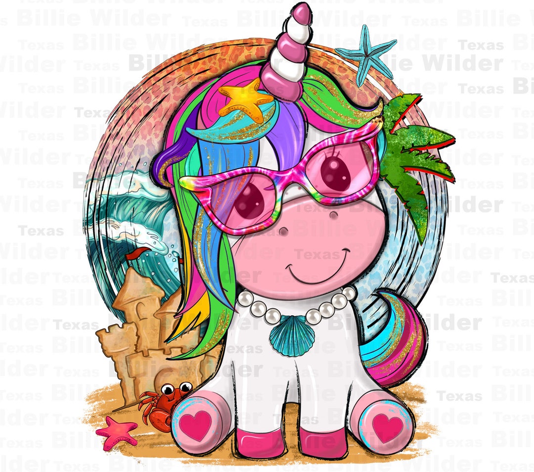 Summer Unicorn Png Sublimation Design Download, Hello Summer Png, Beach ...