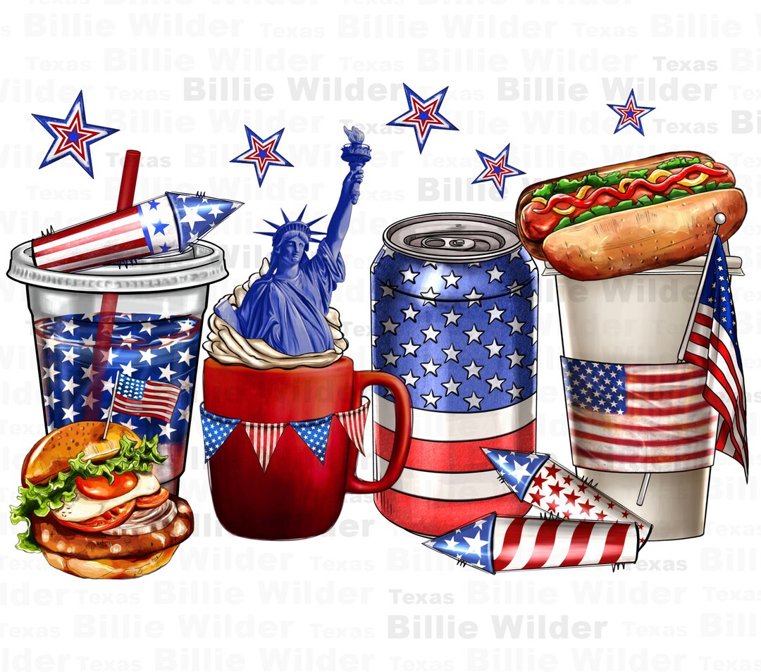 4th of July Coffee Cups Png Sublimation Design Download, 4th of July ...