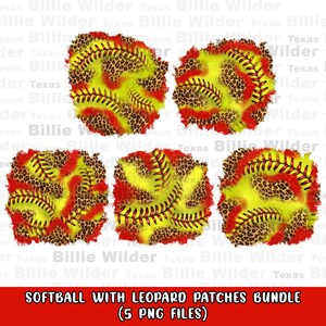 Softball With Leopard Patches Png Sublimation Design Bundle, Patches ...
