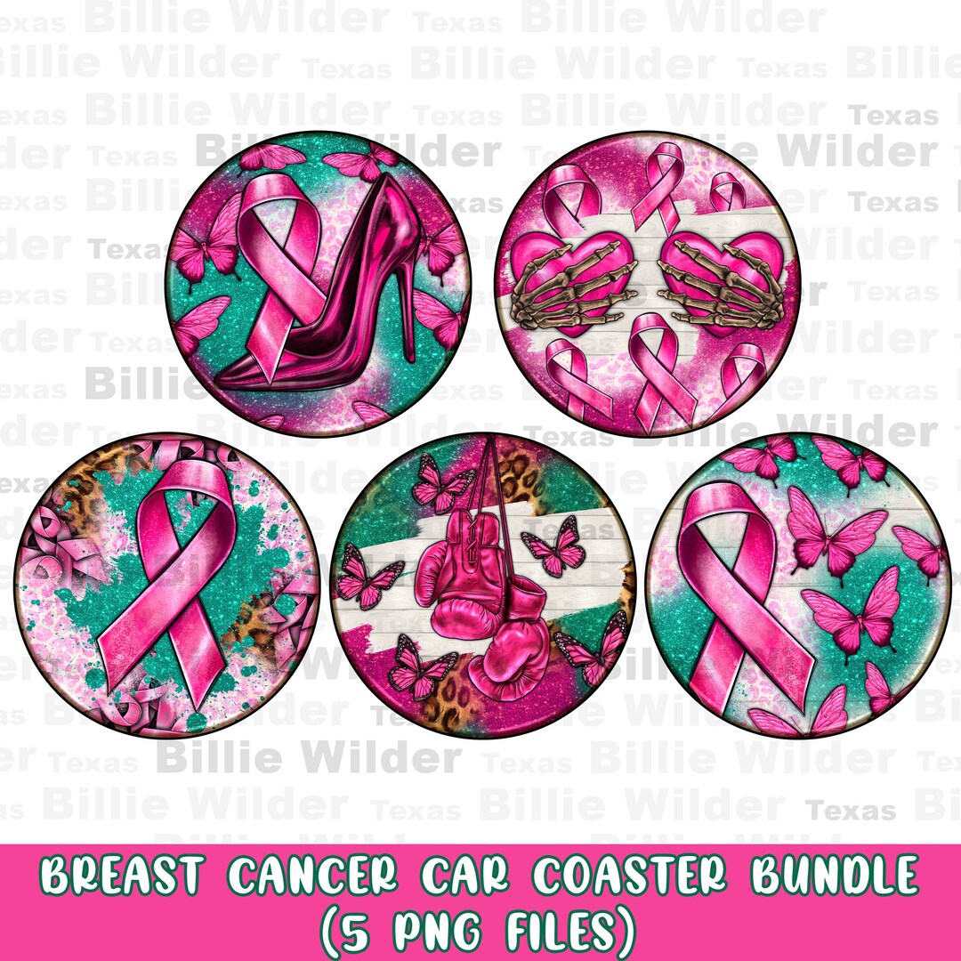 Breast Cancer Car Coaster Bundle Png Sublimation Design Download ...