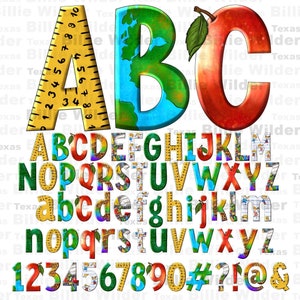 Teacher Alphabet Png Files Bundle, Teacher's Day Doodle Letters Png ...