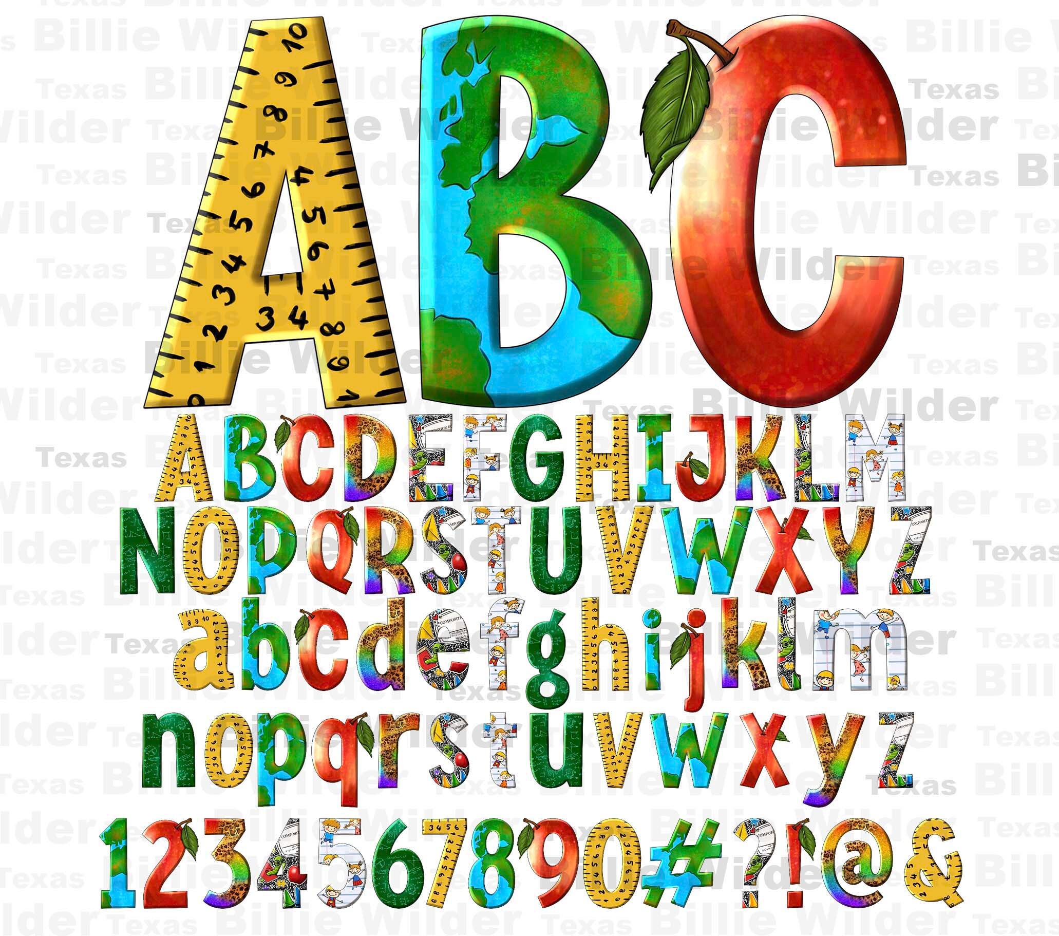 Teacher Alphabet Png Files Bundle, Teacher's Day Doodle Letters Png ...