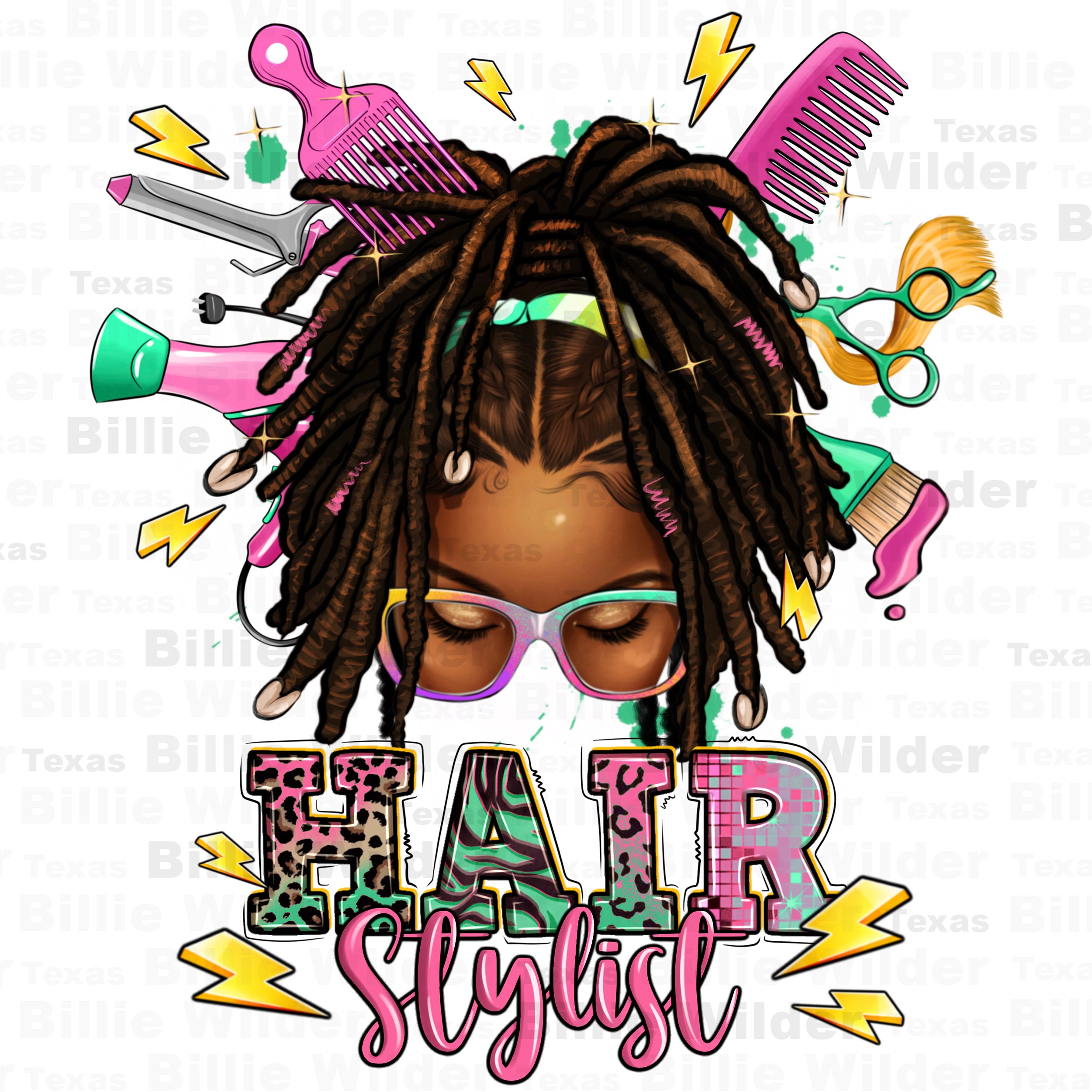 Afro Locs Hair Stylist Messy Bun Png Sublimation Design Download ...