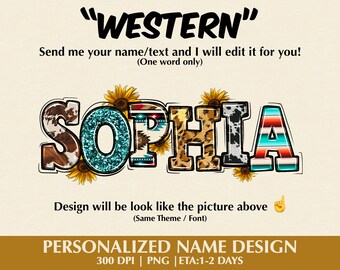 Personalized Western Name Png Sublimation Design Download, Western Png ...