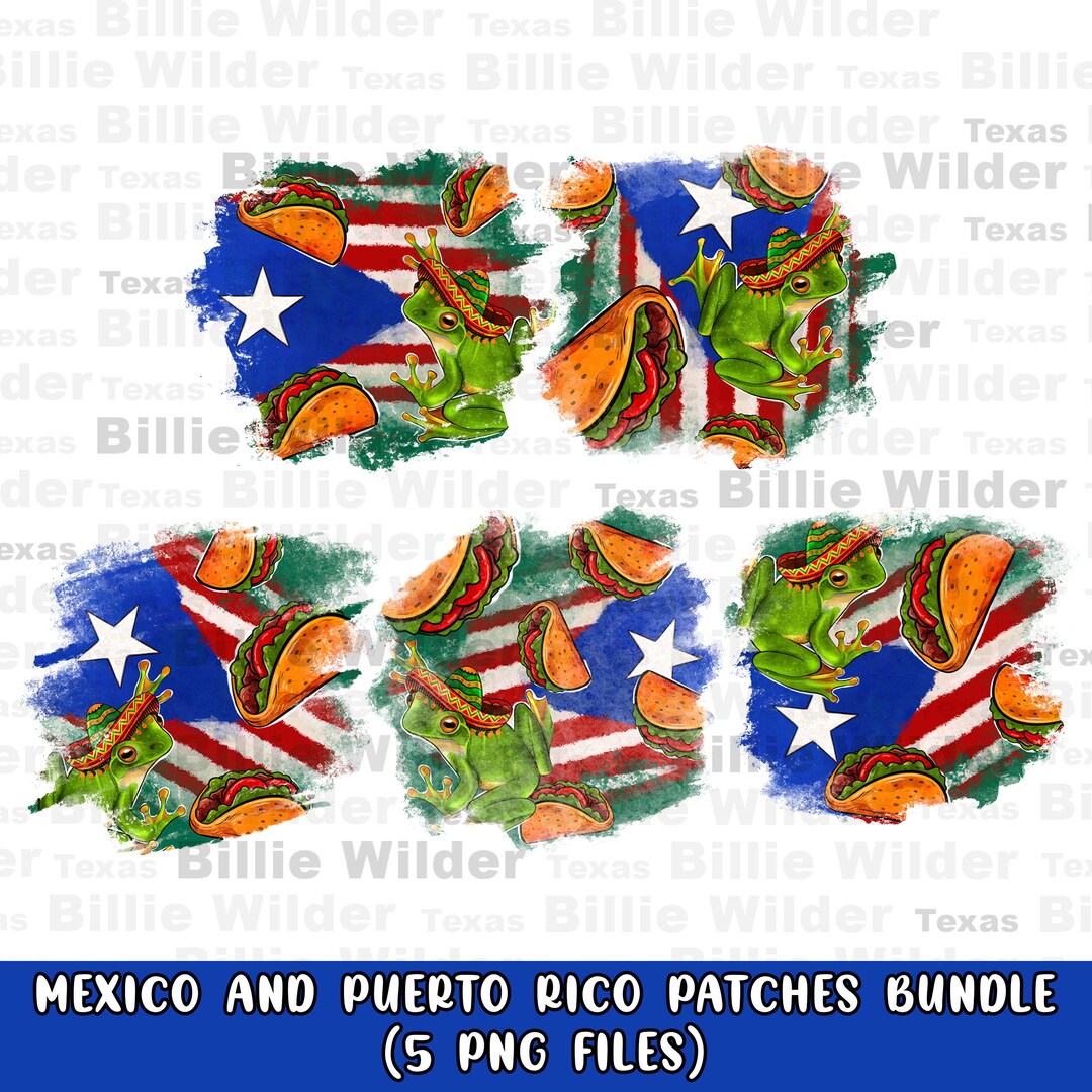 Mexico and Puerto Rico Patches Bundle Png Sublimation Design Bundle ...