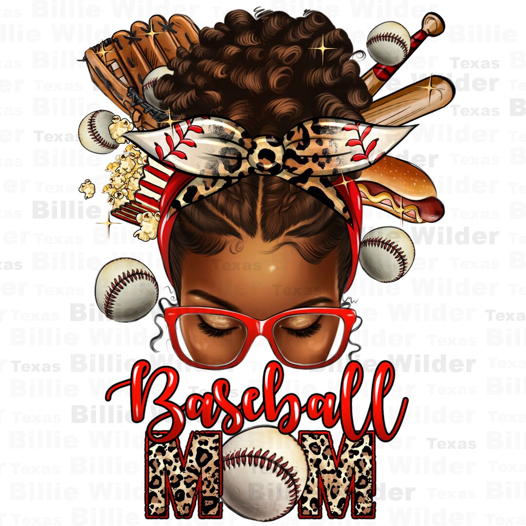 Baseball Mom Afro Messy Bun Png Sublimation Design Download, Sport Png ...