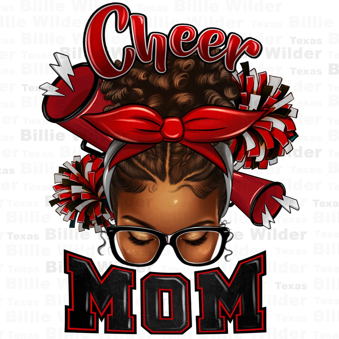 Cheer Mom Afro Messy Bun Png Sublimation Design Download, School Spirit ...