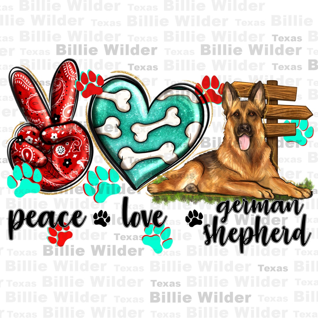 Peace Love German Shepherd Png, Hand Drawn Dog Png, Cute Dog Png, Dog ...