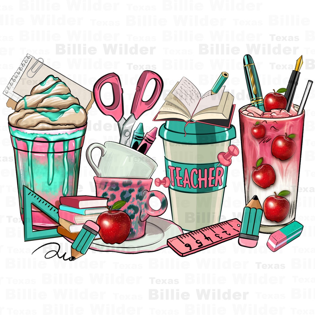 Teacher Coffee Cups Png Sublimation Design Download, Teacher's Day Png ...