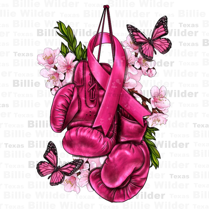 Cancer Boxing Gloves With Ribbon Png, Cancer Awareness Png, Pink Ribbon ...