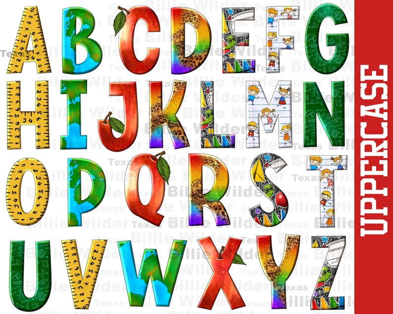Teacher Alphabet Png Files Bundle Teacher's Day Doodle - Etsy