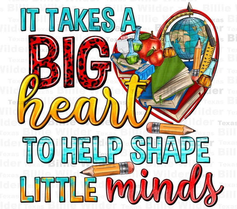 Big Heart to Help Shape Little Minds Png Teacher's Day - Etsy