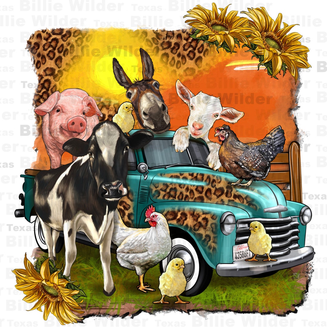 Farm Truck With Farm Animals Png Sublimation Design Download, Farm Life ...