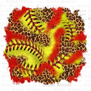 Softball With Leopard Patches Png Sublimation Design Bundle, Patches ...