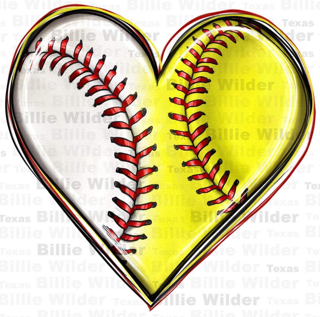 Baseball and Softball Heart Png,softball Sublimation Design Png ...
