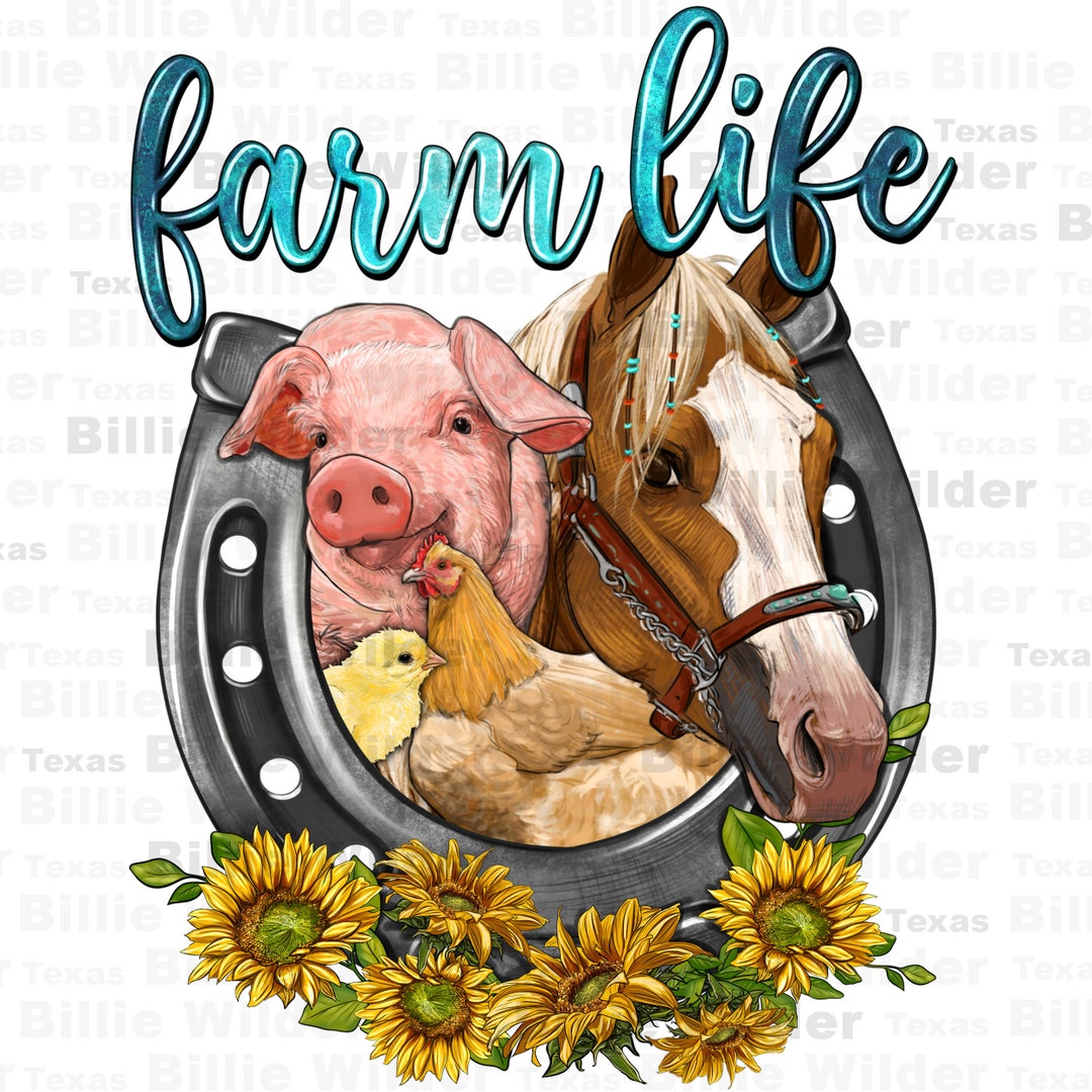 Chicken Pig Horse Farm Life Png Sublimation Design Download, Farm ...