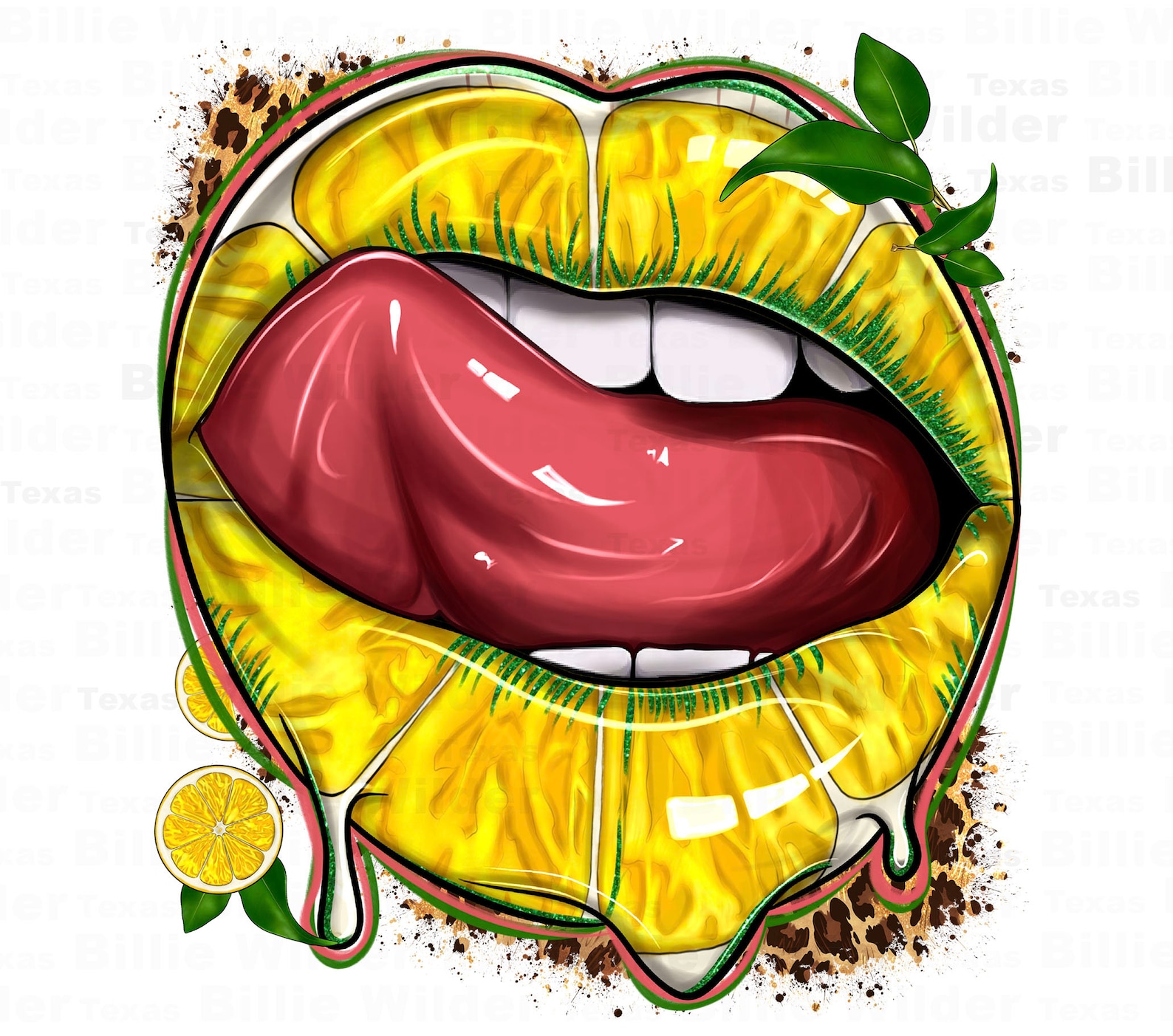 Lemon Lips With Leopard Png Sublimation Design Download Fruit - Etsy