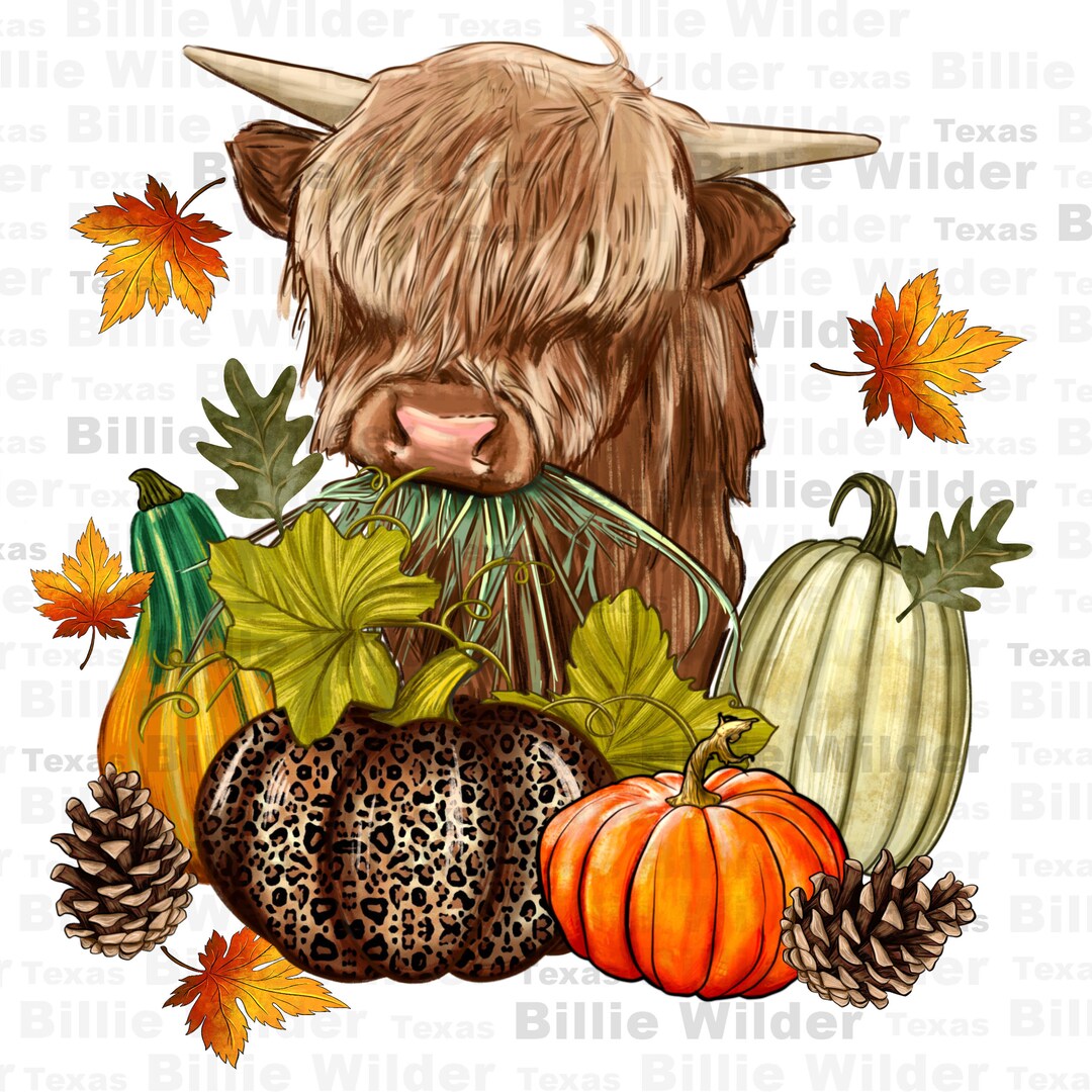 Heifer With Pumpkins Png Sublimation Design Download, Hello Fall Png ...