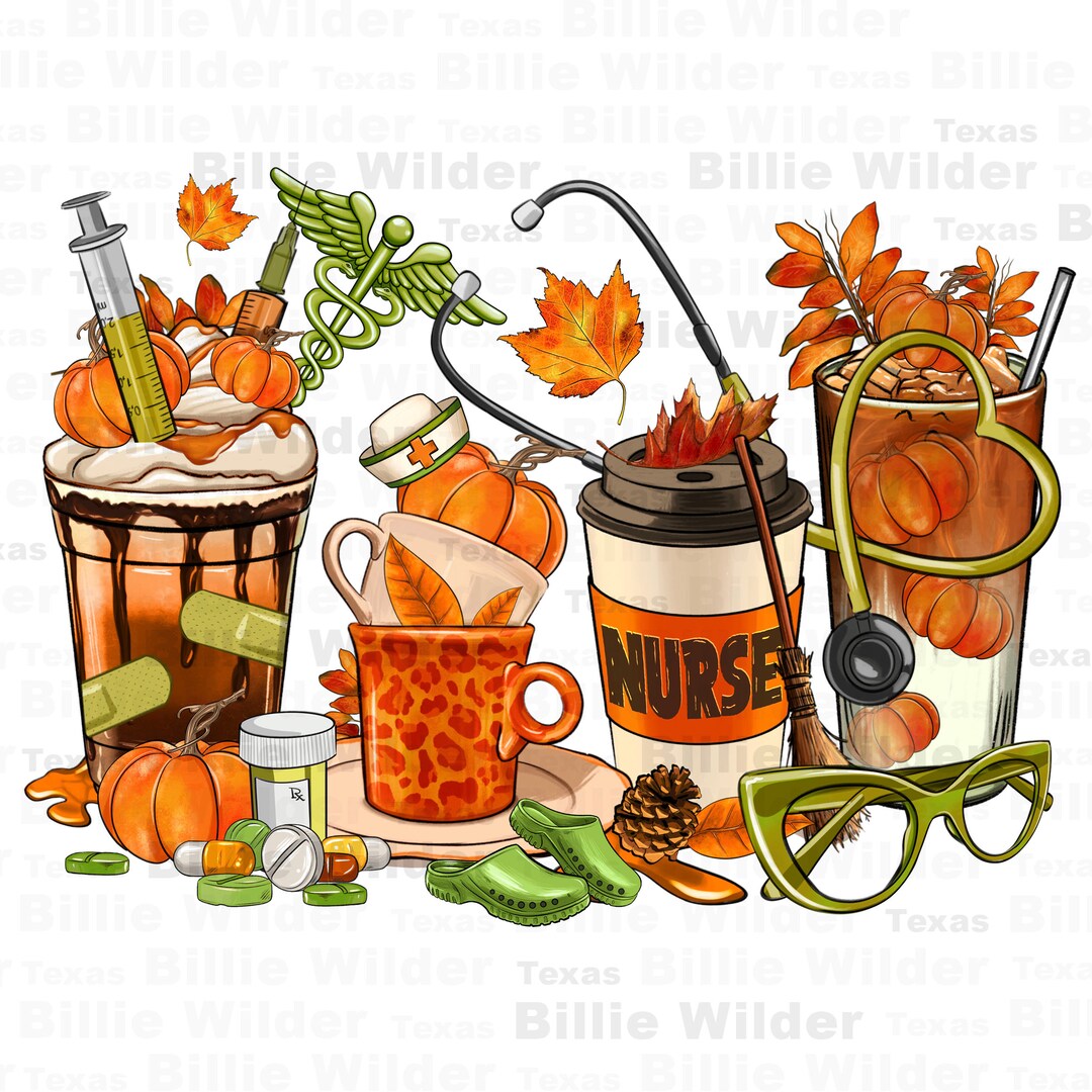 Fall Nurse Coffee Cups Png Sublimation Design Download, Hello Fall Png ...