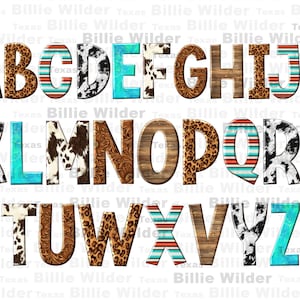 Western Alphabet Png Files Bundle, Western Doodle Letters Png, Western ...