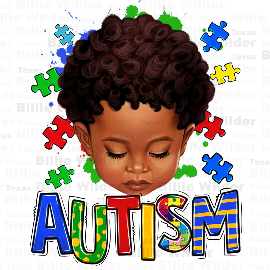 Autism Afro Kid Full Face Png Sublimation Design Download, Autism ...