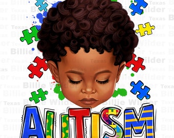 Autism Afro Boy Png Sublimation Design Download, Autism Awareness Png ...