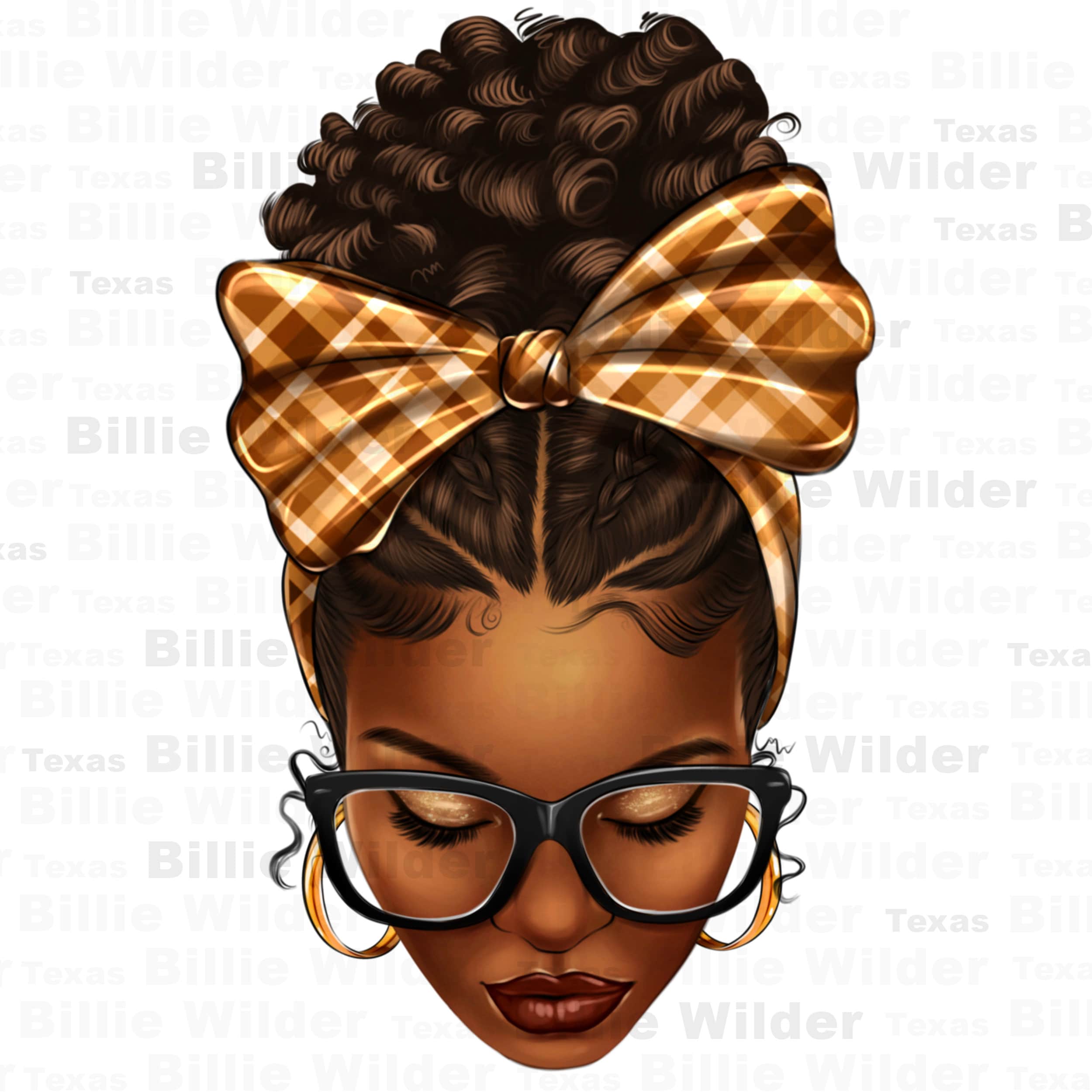 Plaid Bandana Afro Woman Png Sublimation Design Download, Messy Bun Png ...