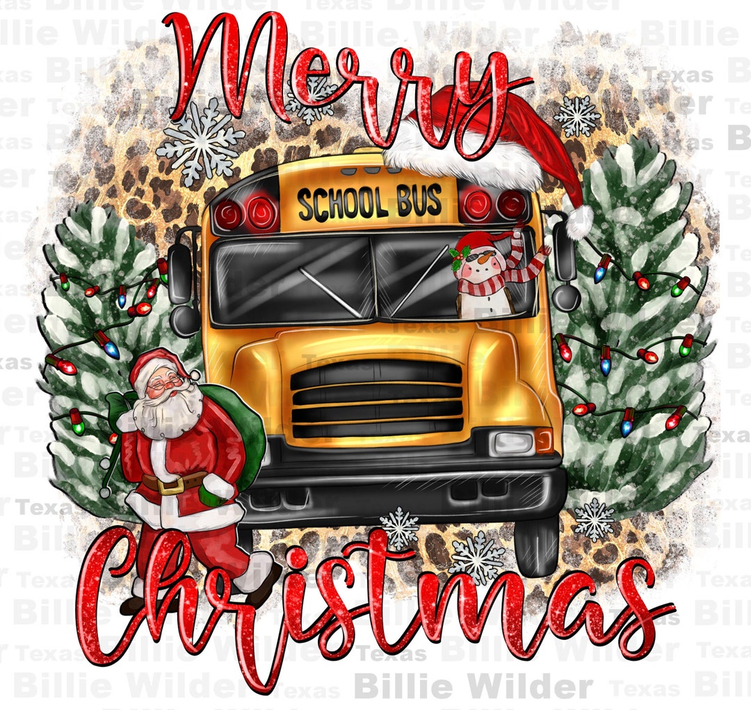 Merry Christmas School Bus Png Sublimation Design Download, Back to ...