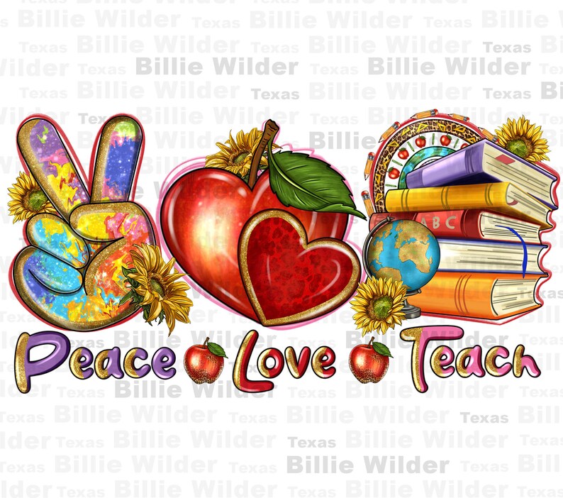 Peace Love Teach Png Sublimation Design Download - Etsy