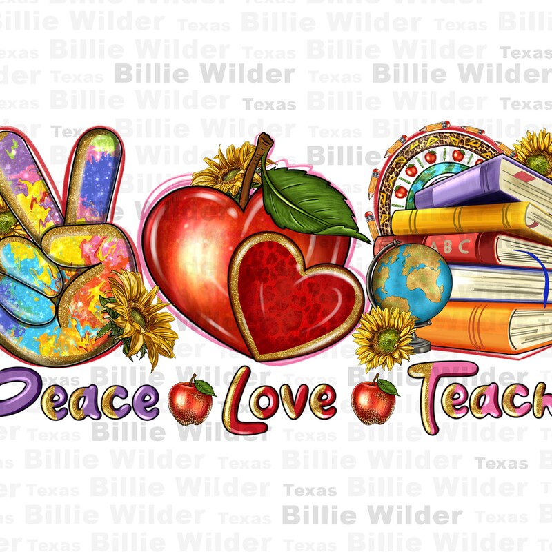 Peace Love Teach Png - Etsy