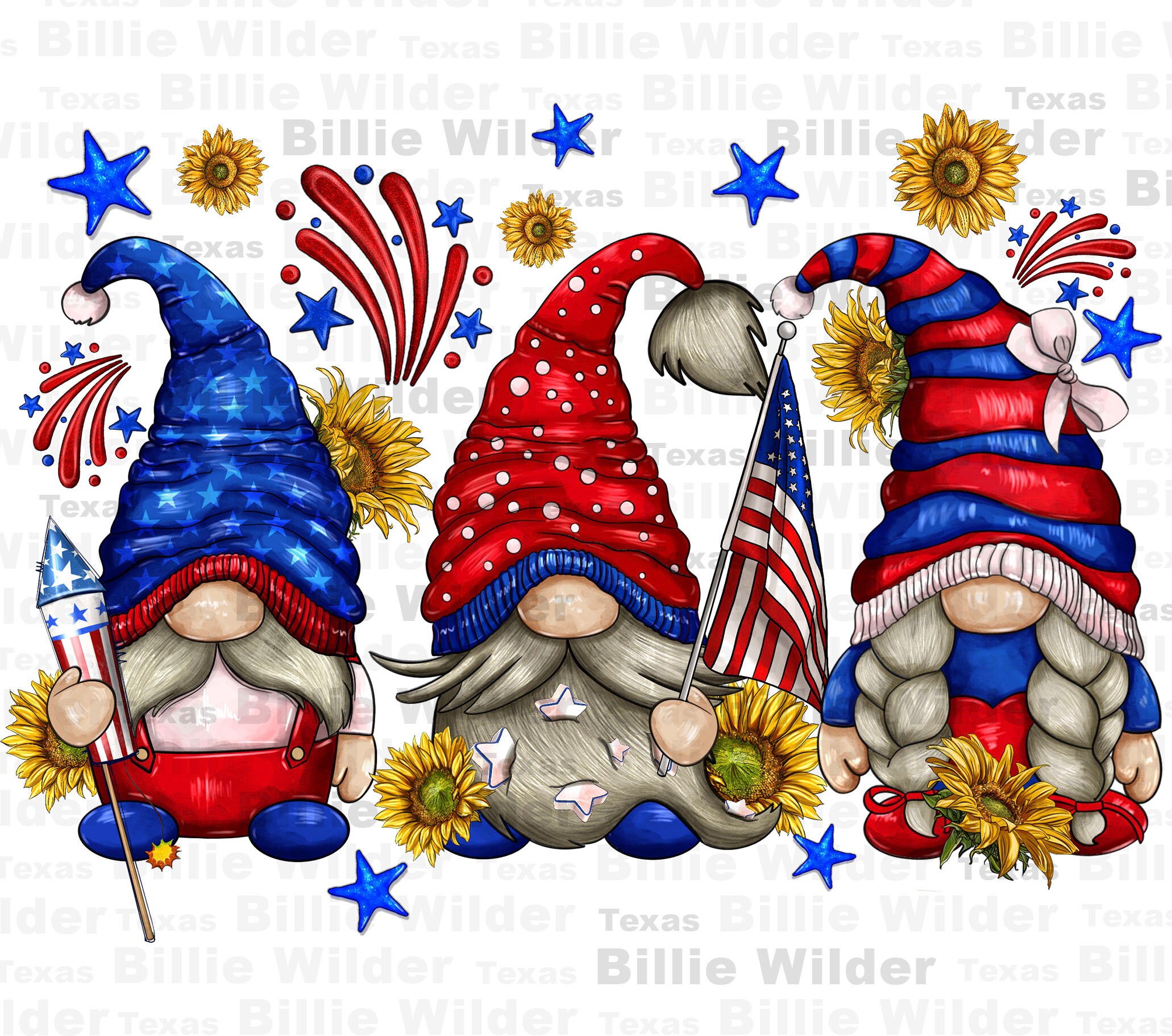 American Gnomes With Sunflowers Png Sublimation Design Download, 4th of ...