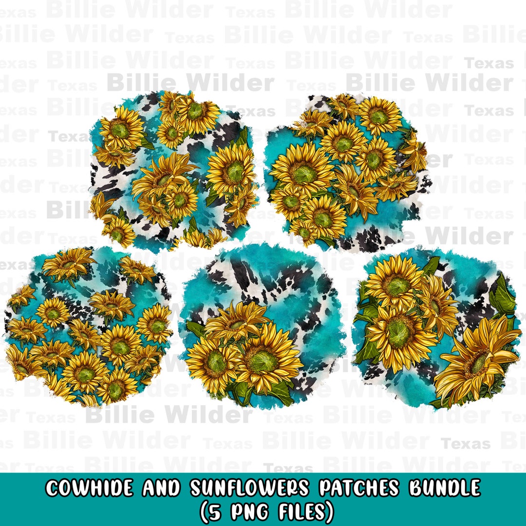 Cowhide and Sunflowers Patches Png Sublimation Design Bundle, Patches ...