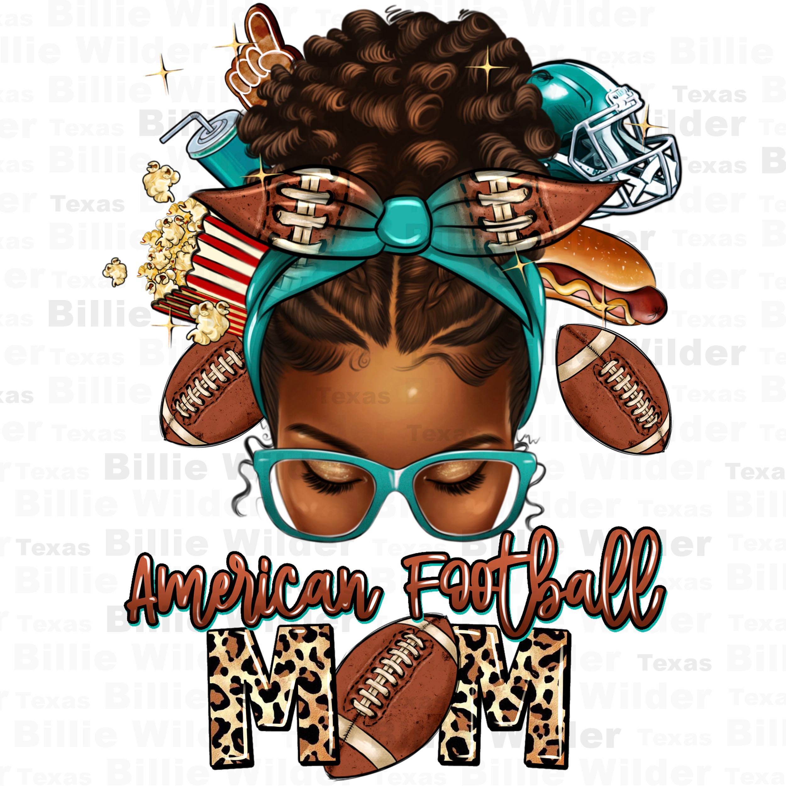 American Football Mom Afro Messy Bun Png Sublimation Design Download ...